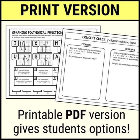 Graphing Polynomials Activity Print And Digital By Math Beach Solutions