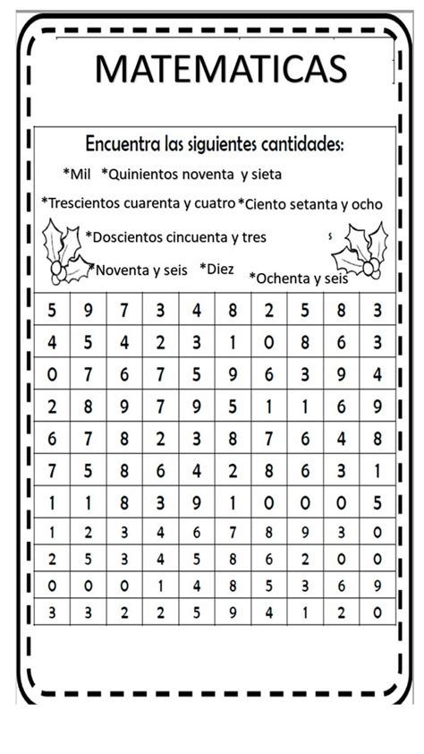 Sopa De Letras De Numeros