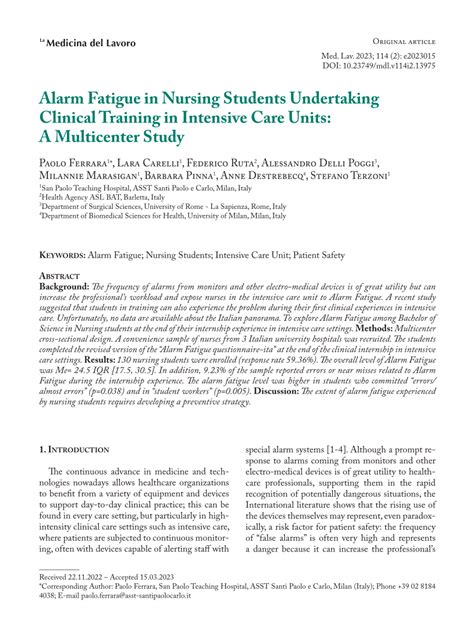 Pdf Alarm Fatigue In Nurses Working In Intensive Care Units A