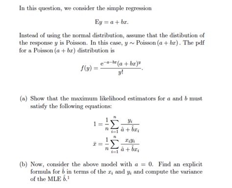 Solved In This Question We Consider The Simple Regression