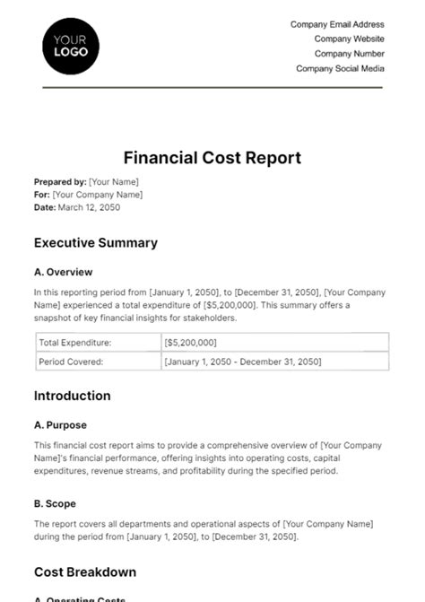Free Simple Financial Report Template To Edit Online