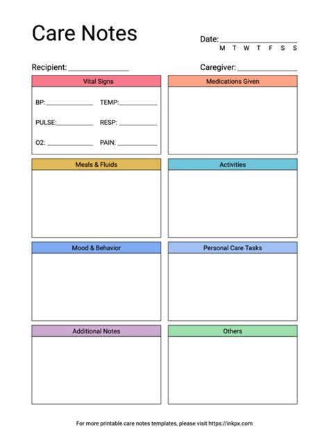 Free Printable Care Notes Templates In Pdf Png And  Formats · Inkpx