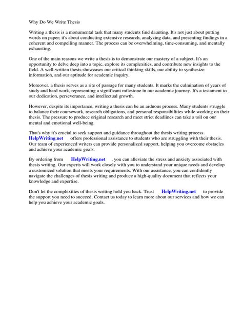 Why Do We Write Thesis Pdf