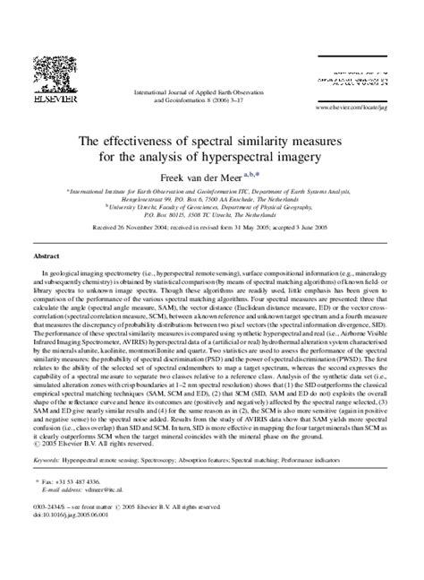 Pdf The Effectiveness Of Spectral Similarity Measures For The