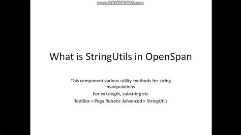 What Is StringUtils In Openspan YouTube