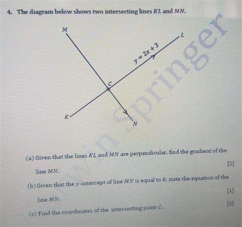 solved 4 the diagram below shows two intersecting lines kl and mn a