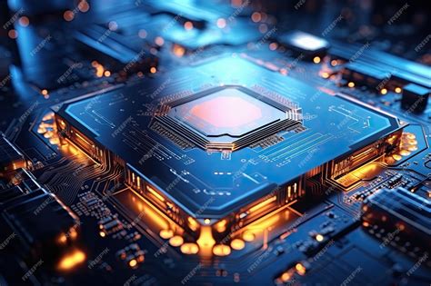 Premium Ai Image Powerful Quantum Cpu On Pcb Motherboard With Data Transfers