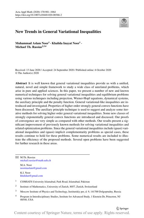 Pdf New Trends In General Variational Inequalities