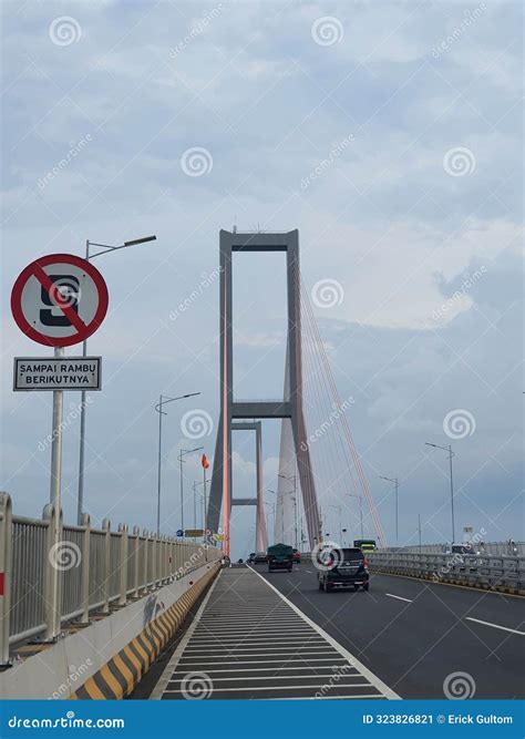 The Suramadu Bridge Is A Cable Stayed Type Bridge Editorial Photo Image Of Asia Transport