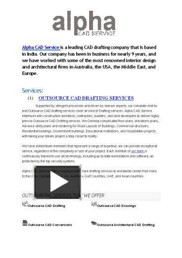 PPT CAD Drafting Services CAD Drawing Services CAD Companies In India PowerPoint