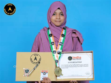 Shahina Manaf Appreciation India Book Of Records