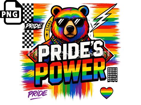 Pride Is Power Rainbow Pride Bear Png Pride Month Sublimation