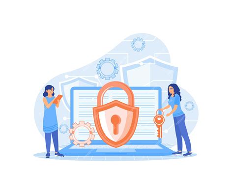 Premium Vector Data Security Systems In Electronic Devices People Store Data In Databases