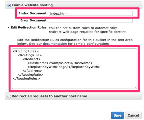 s3のredirection rulesを利用してリダイレクトする developersio