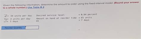 Solved Given The Following Information Determine The Amount