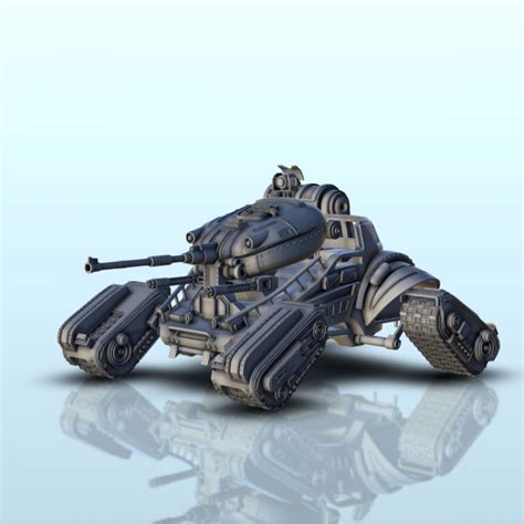3d Printable Sci Fi Tank With Turret And Quadri Trucks Advanced System