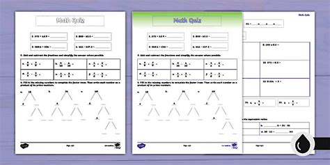 Grade 6 Math Assessment Add Subtract Multiply Divide