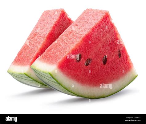 Watermelon Triangle Slices With Seeds Isolated On White Background