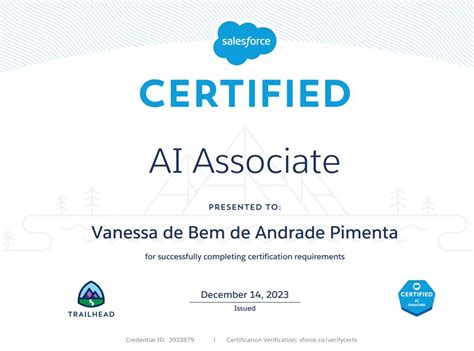 Salesforce Salesforcecertification Salesforceai Ai Aiassociate Vanessa Pimenta Safe®6