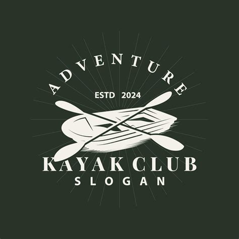 Kayak Logo Canoe Paddle Wild Adventure River Design Vector Illustration Vintage Style 36405522