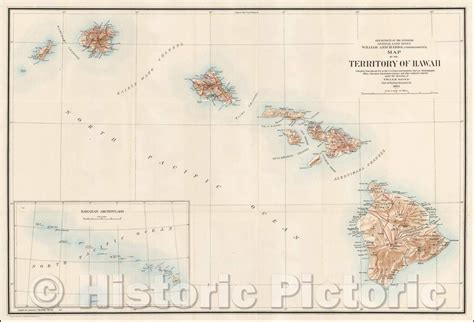 Historic Map Map Of The Territory Of Hawaii Compiled 1904 Us Ge