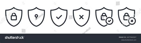 Security Shield Vector Line Icon Set Stock Vector Royalty Free