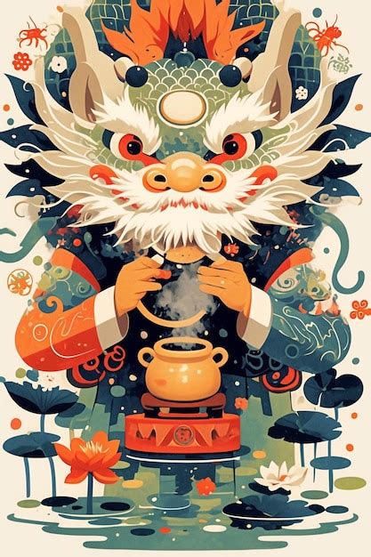 Vietnamese Water Puppet Patterns With Cultural Elements Premium AI