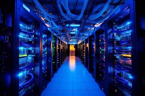 Premium Photo Network And Data Servers Behind Glass Panels In A