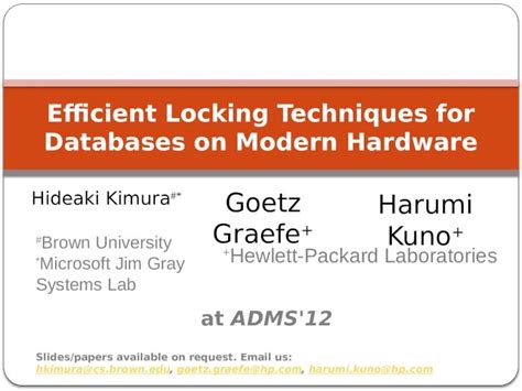 Pptx Efficient Locking Techniques For Databases On Modern Hardware