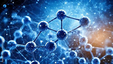 Molecular Structure Illustration Close Up Blue Background 3d Illustration Of Molecule Model