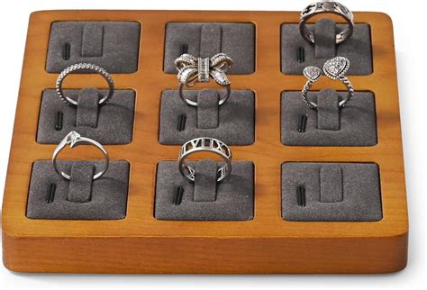 Oirlv Solid Wood Ring Display Stand Showcase Ring Display