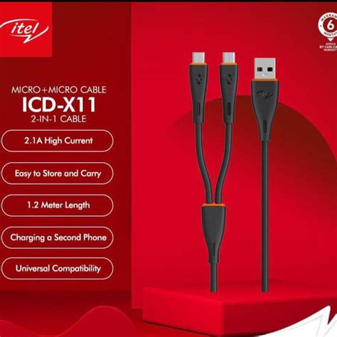 Itel In Multi Charging Cable Icd X Dual Micro Usb To Usb M Extra Durable Strong