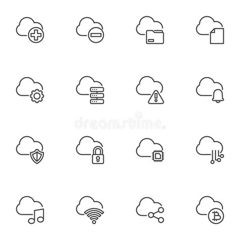 Cloud Computing Line Icons Set Stock Illustration Illustration Of