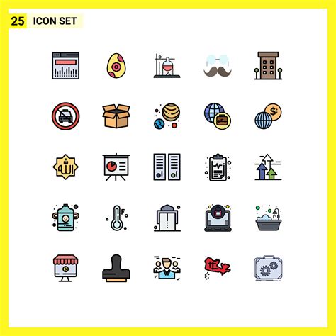 Editable Vector Line Pack Of 25 Simple Filled Line Flat Colors Of Shop Front Buildings