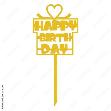 Cake Topper Vector Laser Cut File Stock Vector Adobe Stock