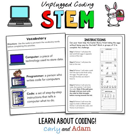 Easter Bunny Unplugged Coding Activity Tpt