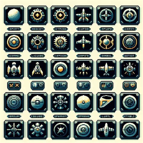 8 Bit Spaceship Button Icons Sticker 55 Inch Large Sticker Etsy