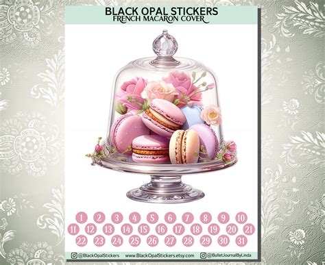 French Macaron Monthly Cover With Date Stickers I Journals I Planners I Scrapbooking I Card