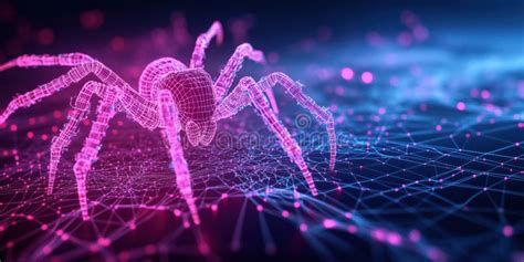 Futuristic Illustration Of Web Crawler Spider In Digital Environment Stock Illustration
