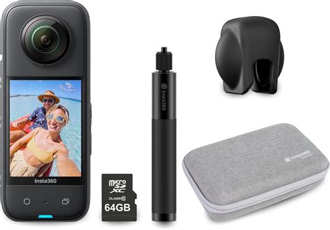 Insta X Degree Action Camera PRO Kit Includes Invisible Selfie Stick Case Lens Cap