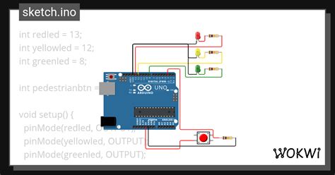 PEDESTRIAN BUTTON TRAFFIC LIGHT Wokwi ESP STM Arduino Simulator