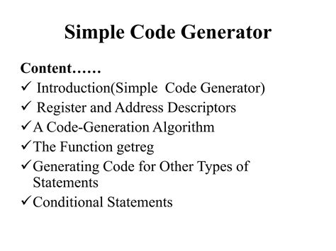 unit iv simple code generator pptx
