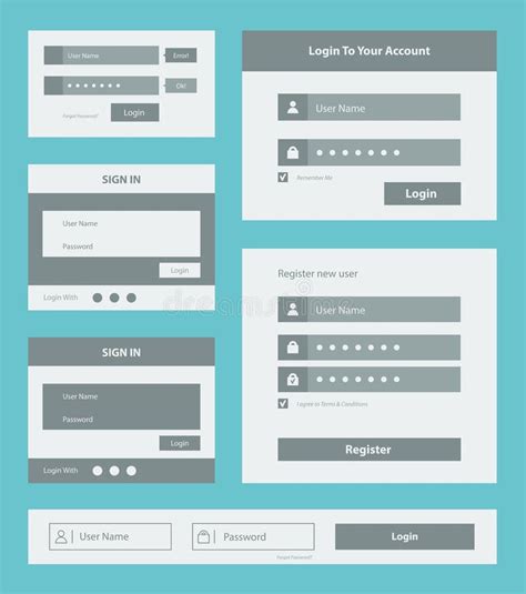 Web Login User Interface Set Stock Vector Illustration Of Connection