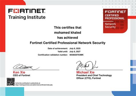 Earned Fortinet Certified Professional Fcp Certification Passed