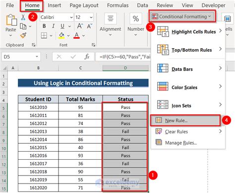 excel formula for pass or fail with color 5 suitable examples