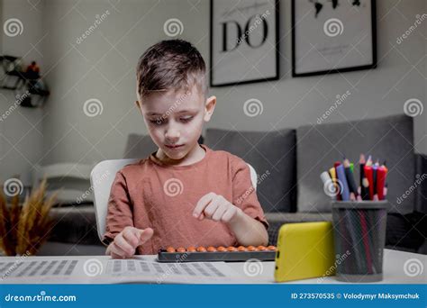 Little Boy Counting With The Help Of Mental Arithmetic Mathematics In