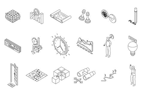 Problem Solving Icons Set Vector Outline