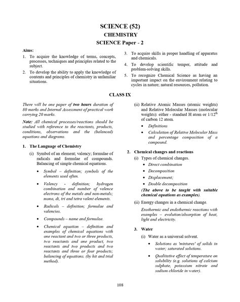Icse Class 10 Chemistry Syllabus 2025 Official Exam Blueprint And Pdf