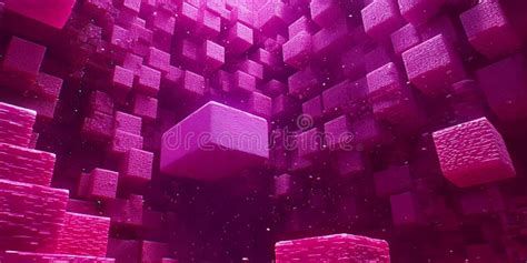 Abstract 3d Rendering Pink Textured Cubes In A Dynamic Digital Space Stock Illustration