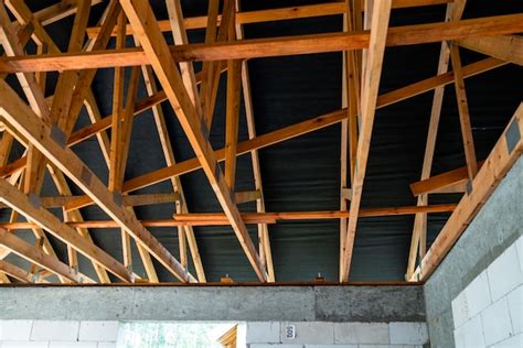 Premium Photo Roof Trusses Covered With A Membrane On A Detached